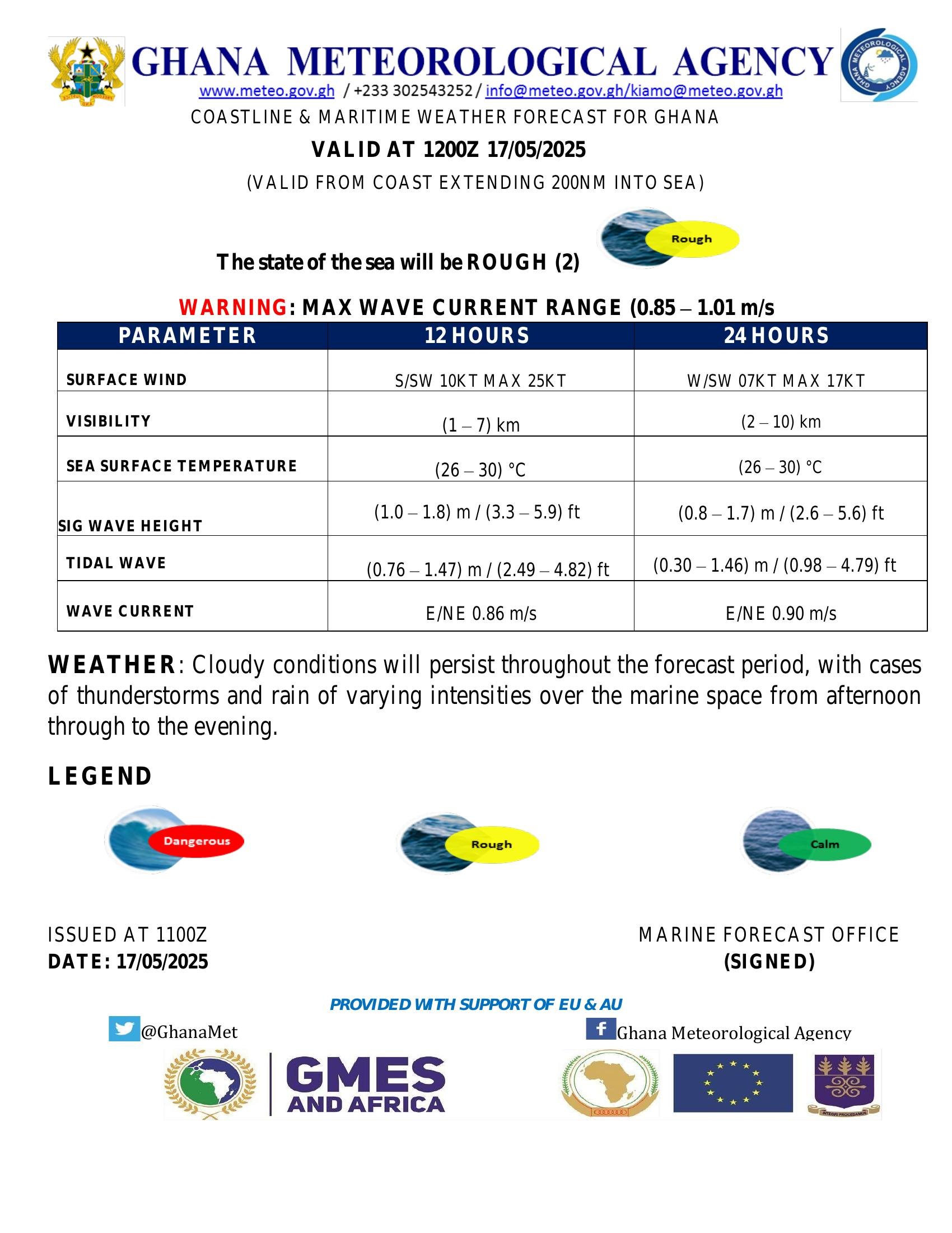 Coastline And Maritime Afternoon Weather Forecast Update 17/05/2025