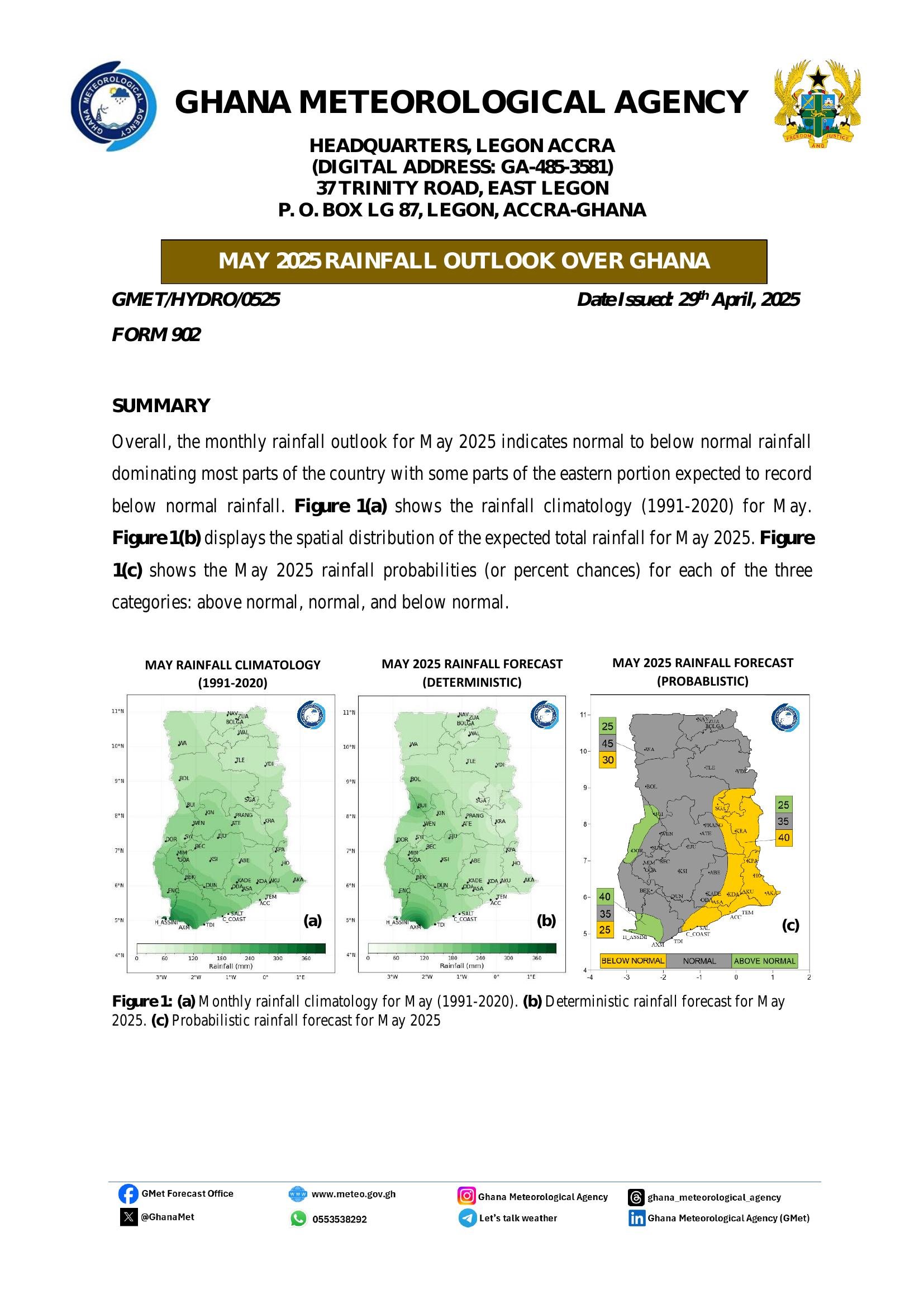 MAY 2025 RAINFALL FORECAST
